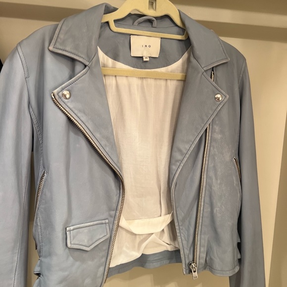 IRO | Jackets & Coats | Iro Asheville Light Blue Leather Jacket | Poshmark